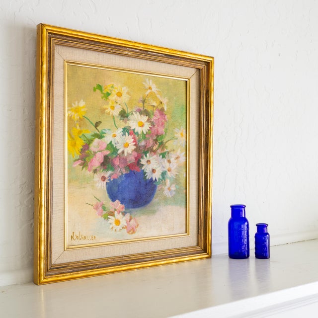 Nellie Ward Haller Floral Still Life Painting | Daisies in Vase | Chairish