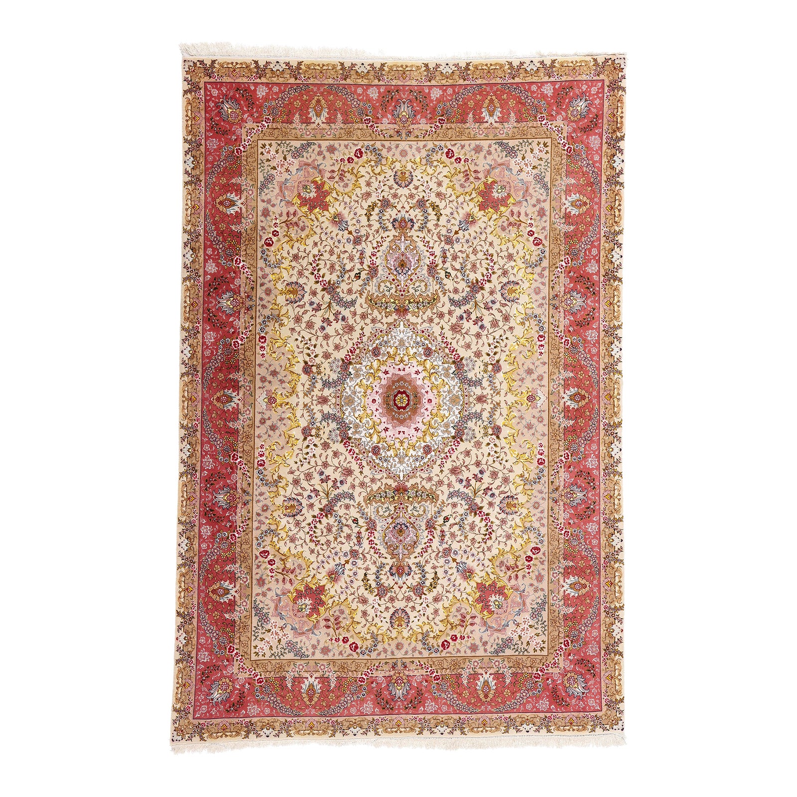 Vintage Persian Tabriz Wool and Silk Rug - 06'07 X 10'00 | Chairish