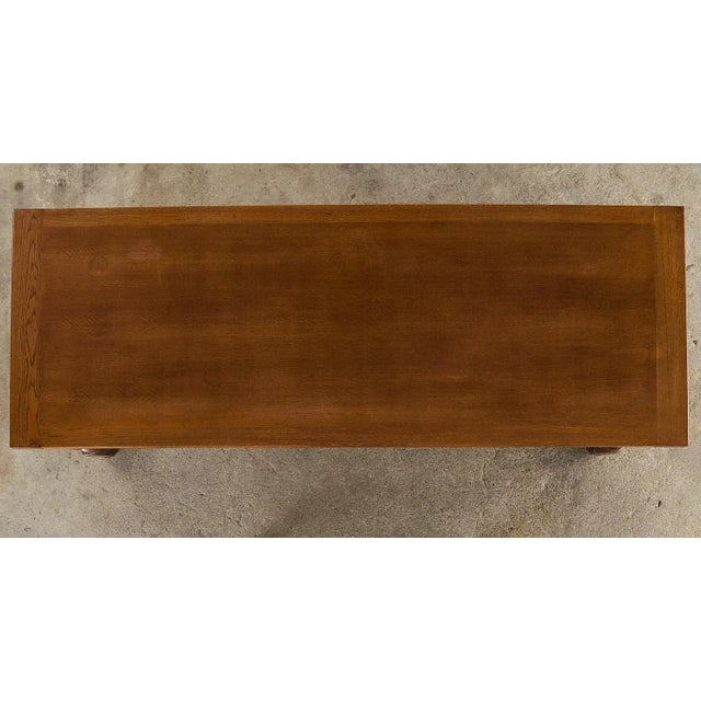 Country English Provincial Oak Farmhouse Trestle Dining Table | Chairish