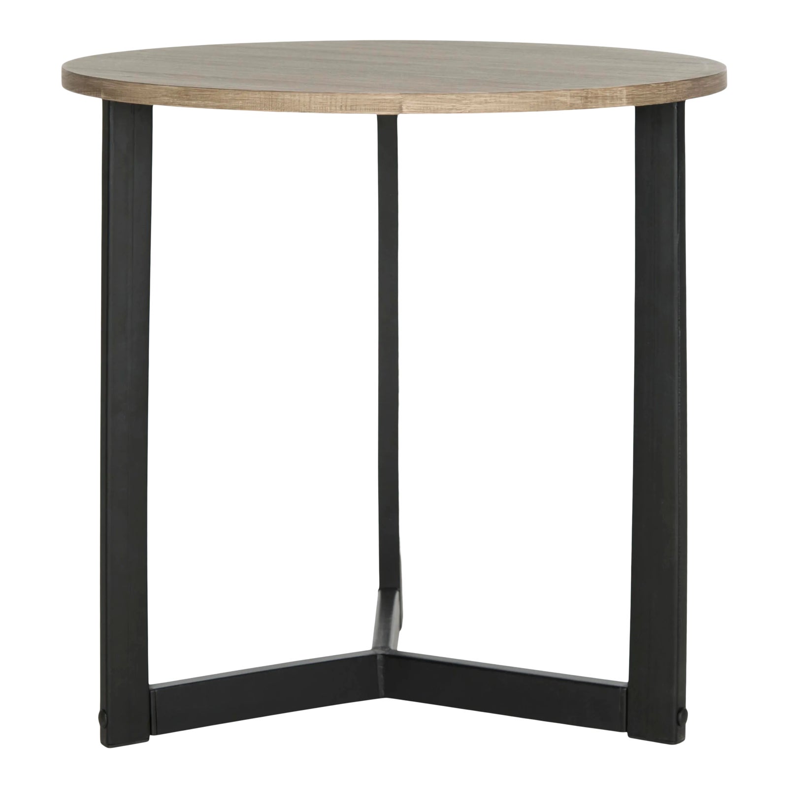 Mid Modern Wood End Table, Oak & Black | Chairish
