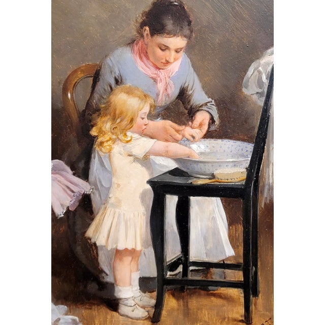 Adrien Emmanuel Marie-Mother Washing Her Daughter-19th Century Oil ...