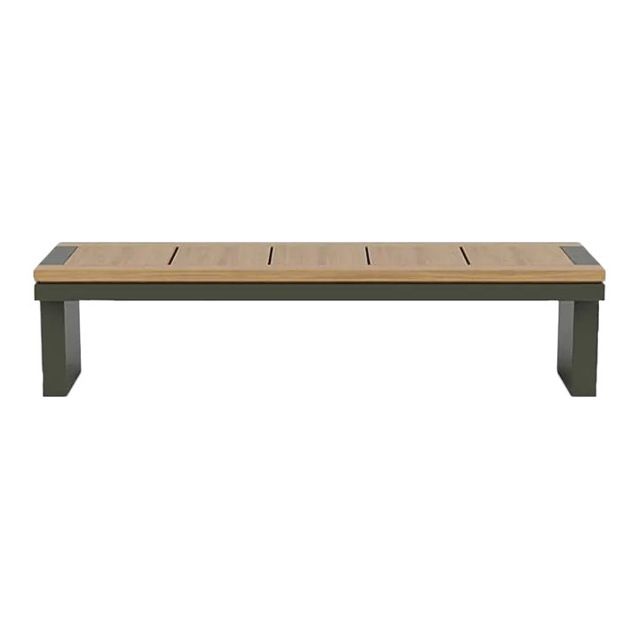 Sutherland Teak and Aluminum Peninsula Bench | Chairish