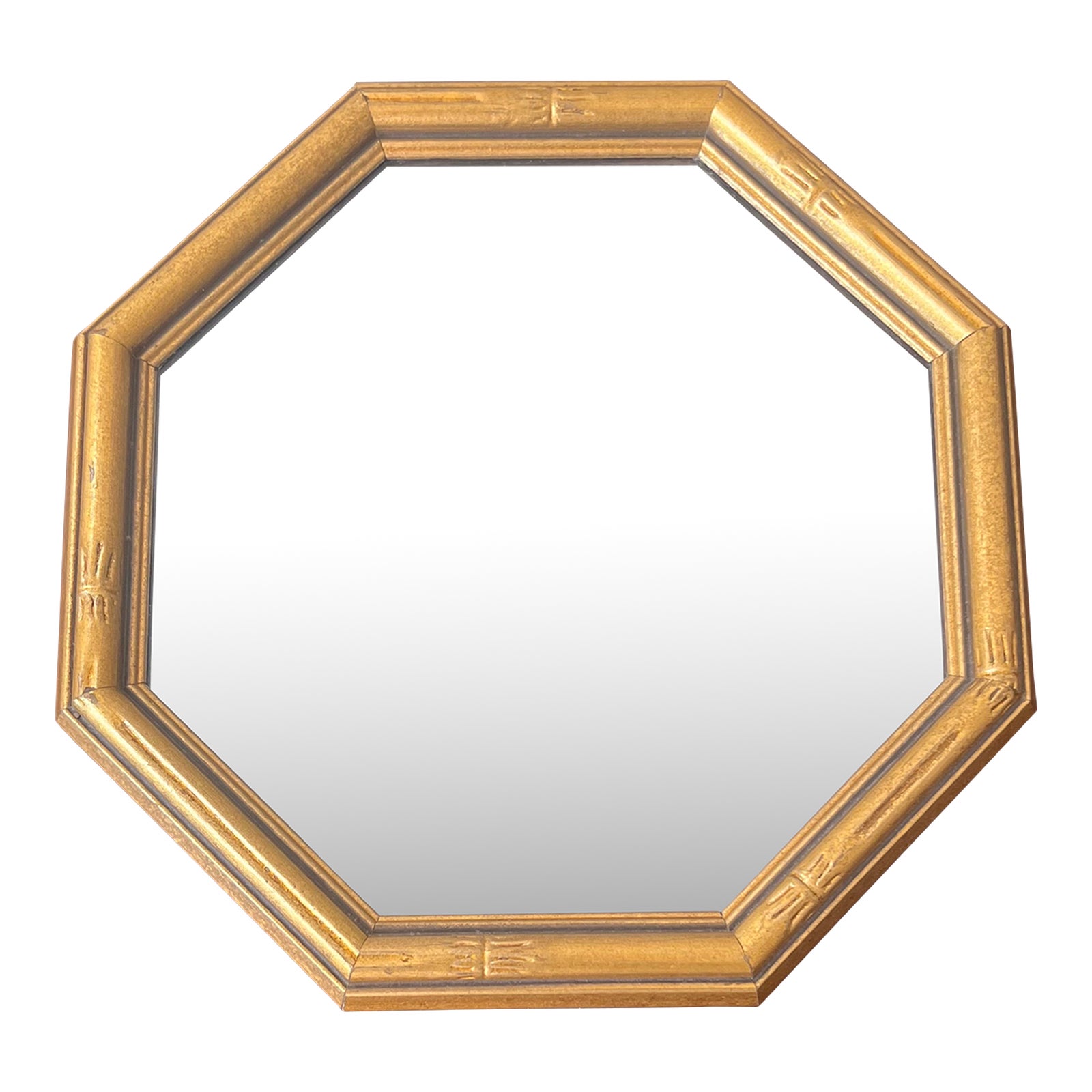 Vintage Gold Bamboo Framed Octagon Shaped Mirror | Chairish