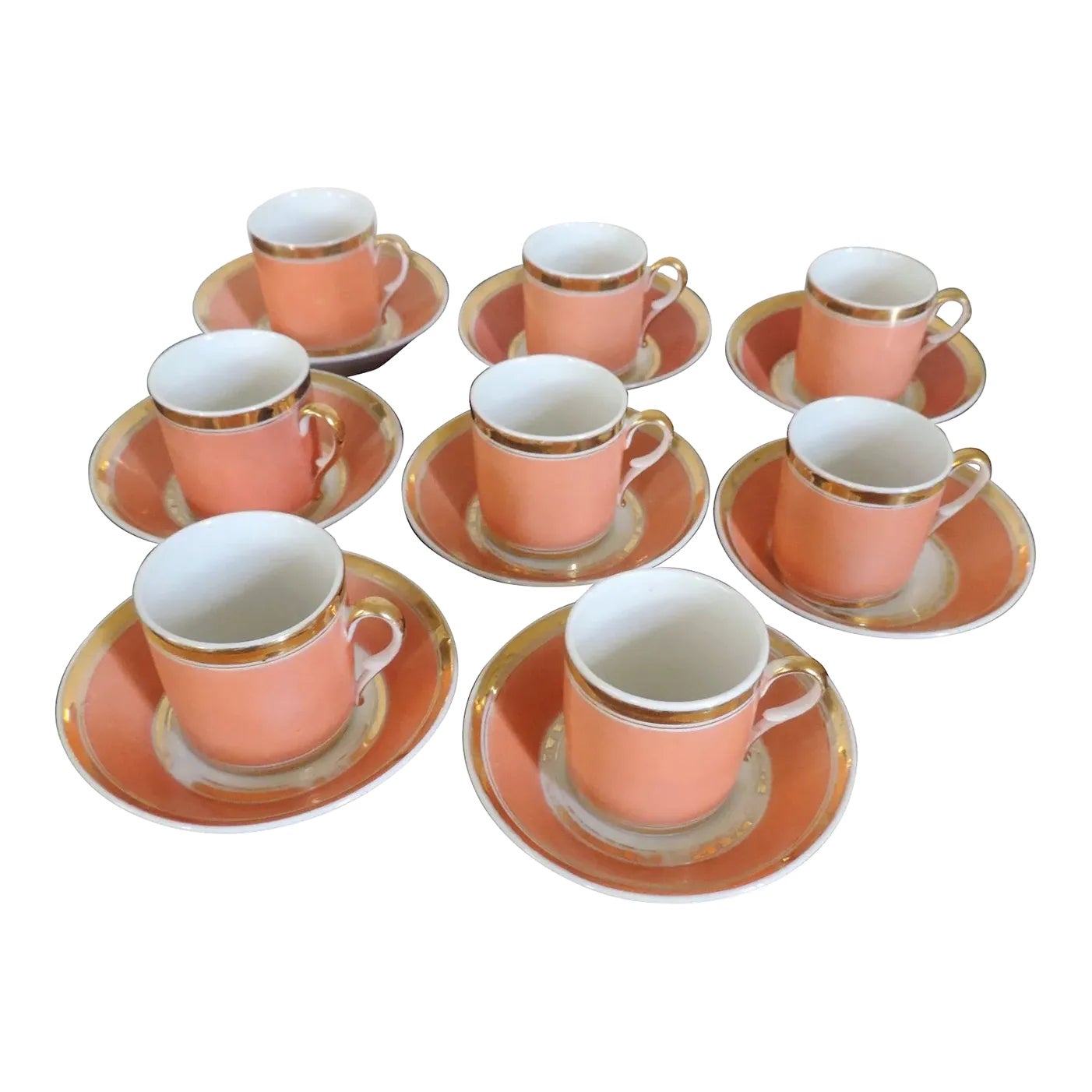 1810 Porcelain Tea Cups and Saucers - Set of 8 | Chairish