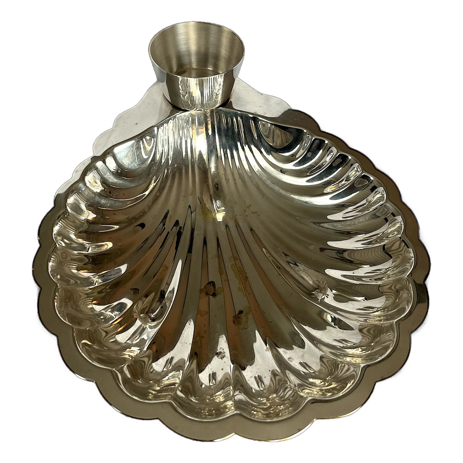 Vintage Hollywood Regency Silverplate Coastal Clam Sea Shell Silver ...