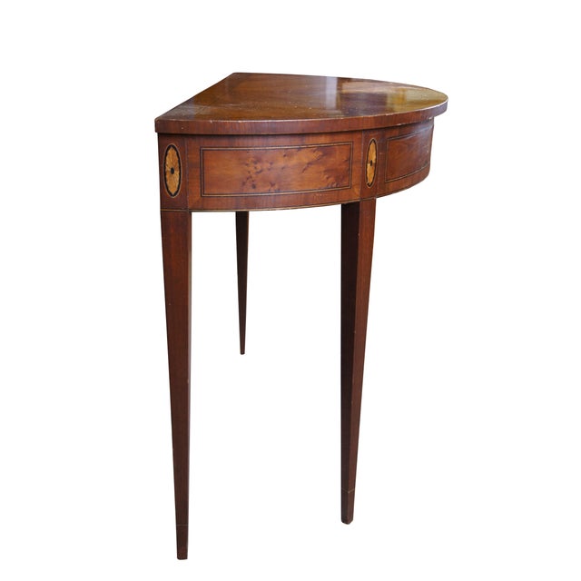 Mid 20th Century Federal Style Mahogany & Fruitwood Inlay Demilune ...