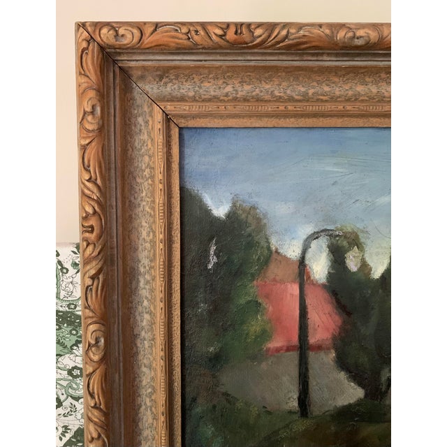 1930s Painting Man on a Park Bench by Jon Olsen, Signed and Framed ...