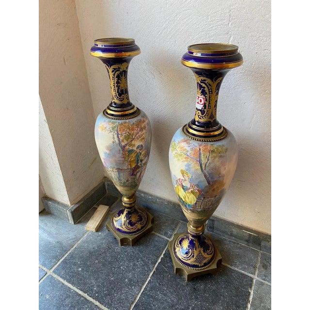 19th Century French Louis XVI Big Sevres Vases - a Pair | Chairish