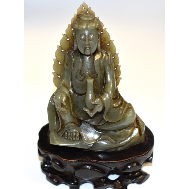 19th Century Nephrite Jade Buddha Statue | Chairish
