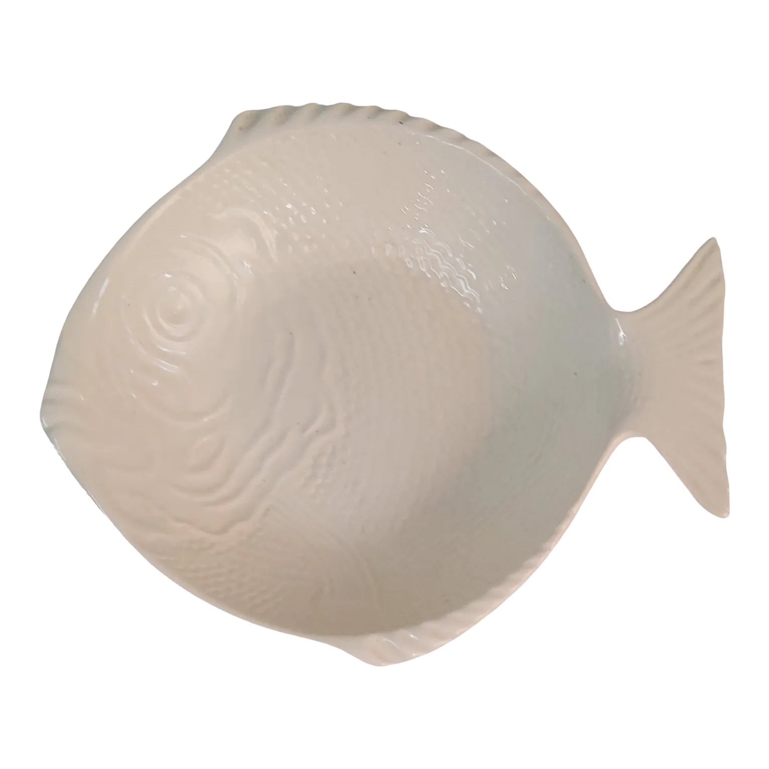 1970s White Ceramic Fish Bowl by California Pottery | Chairish