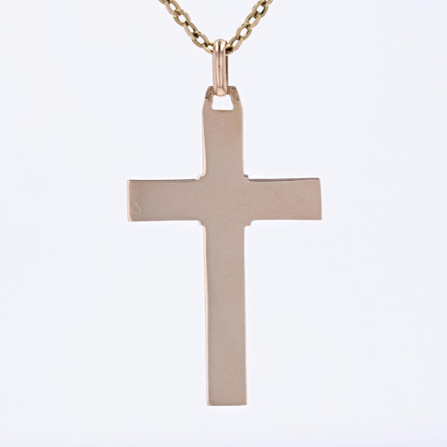 French 1960s 18 Karat Rose Gold Flat Cross | Chairish
