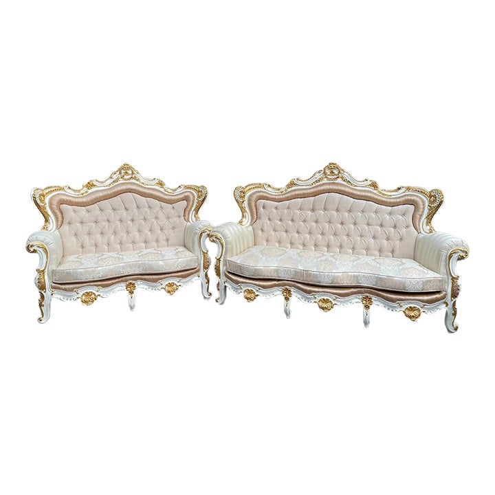 Late 20th Century Italian Baroque/Rococo Sofa Set in Lacquer Beech and ...