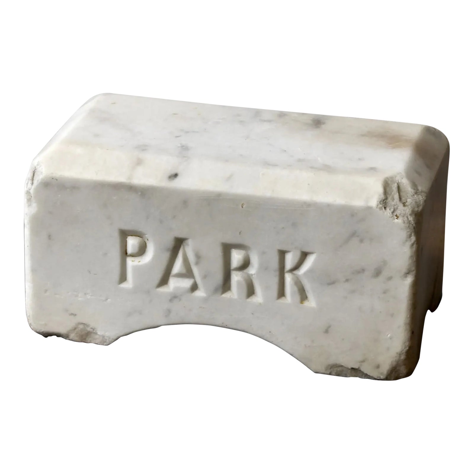 Antique Marble Block Engraved "Park," Circa Early 20th Century | Chairish