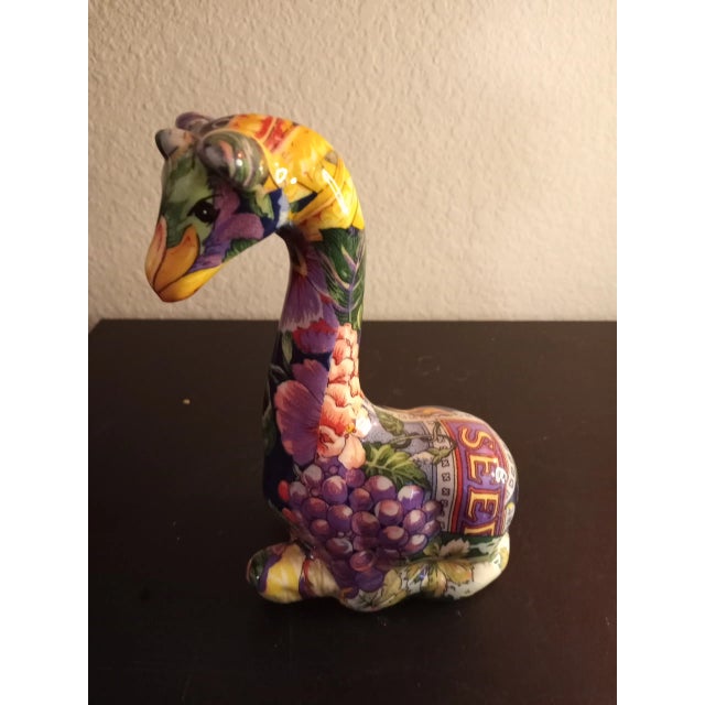 Decoupage Sitting Giraffe Figurine | Chairish