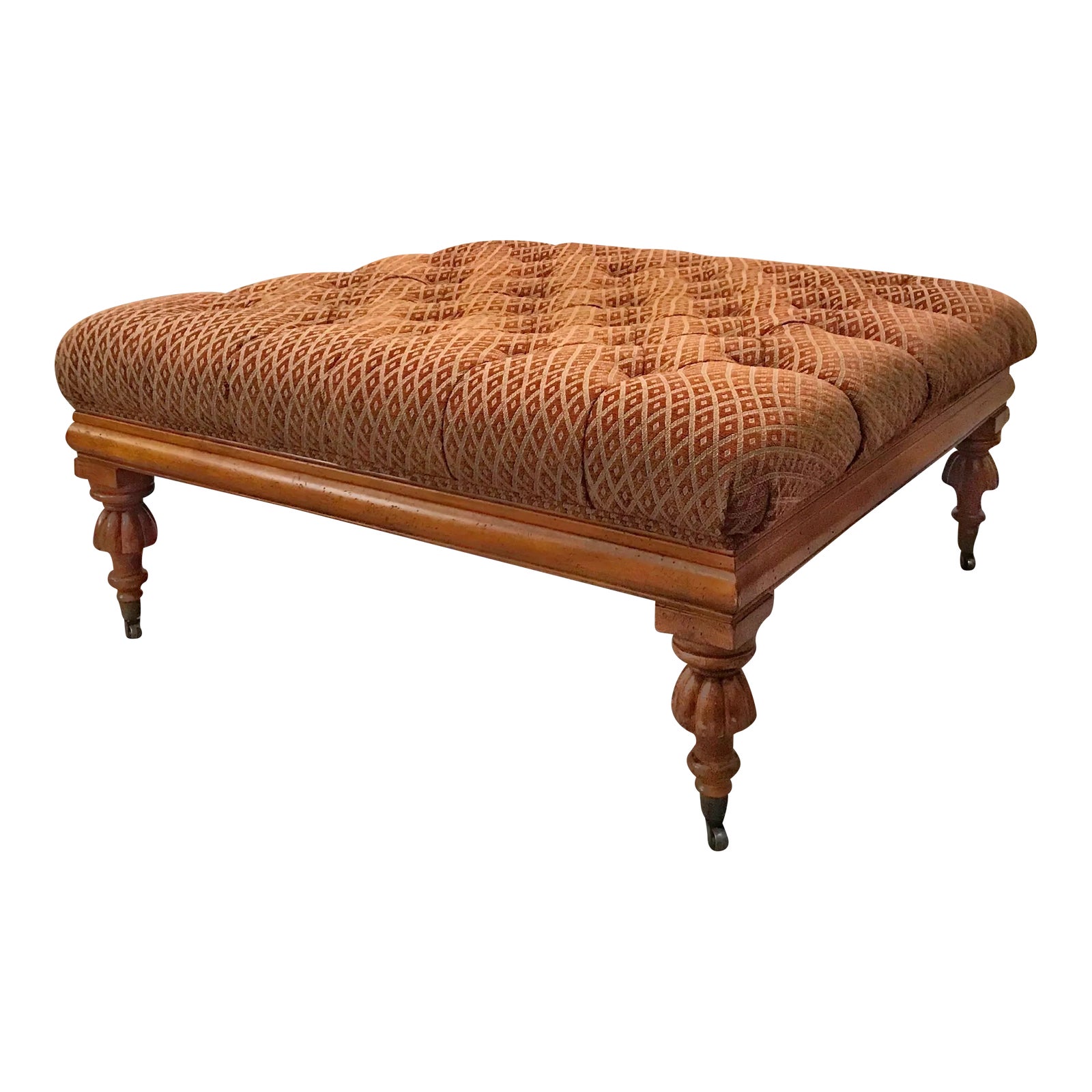 20th Century Henredon William IV Style Large Tufted Cocktail Ottoman ...