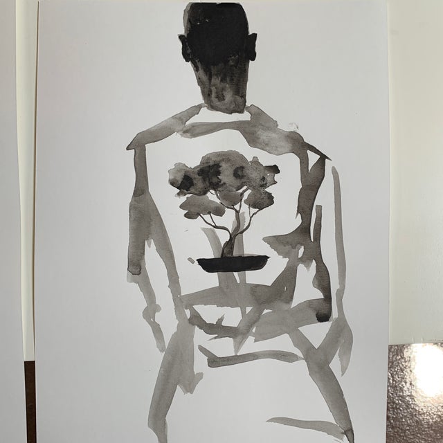 Contemporary Minimalist Figurative Paintings on Paper by Jo Baskerville ...