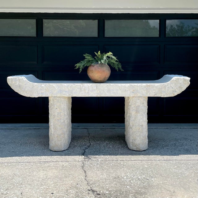 1980s Monumental Maitland Smith Mactan Stone Console Table | Chairish