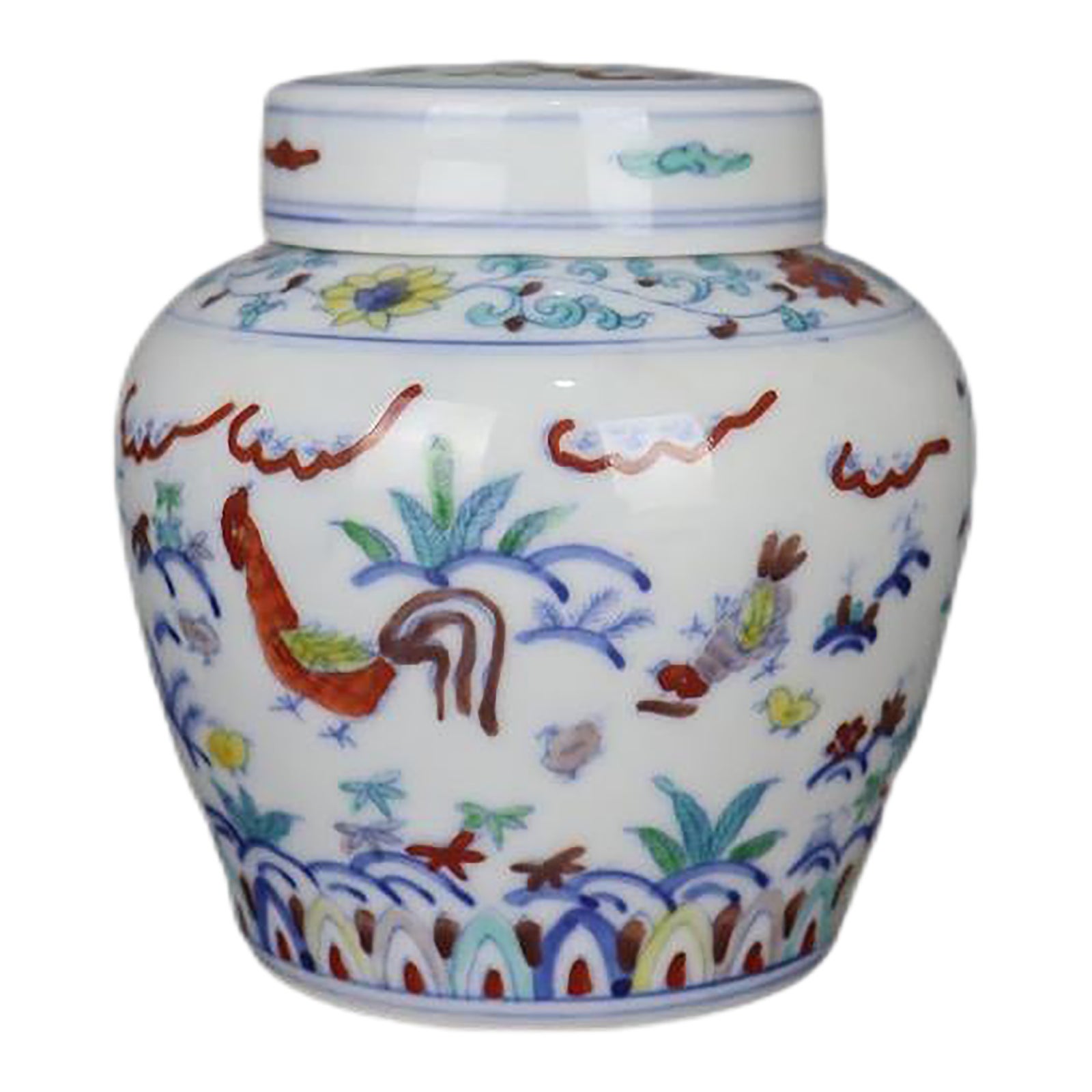 Early 20th Century Chinese Ceramic Tea Jar China Blue and White Doucai ...