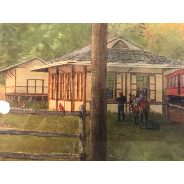 Original Lithograph of a Steam Locomotive in the Station | Chairish