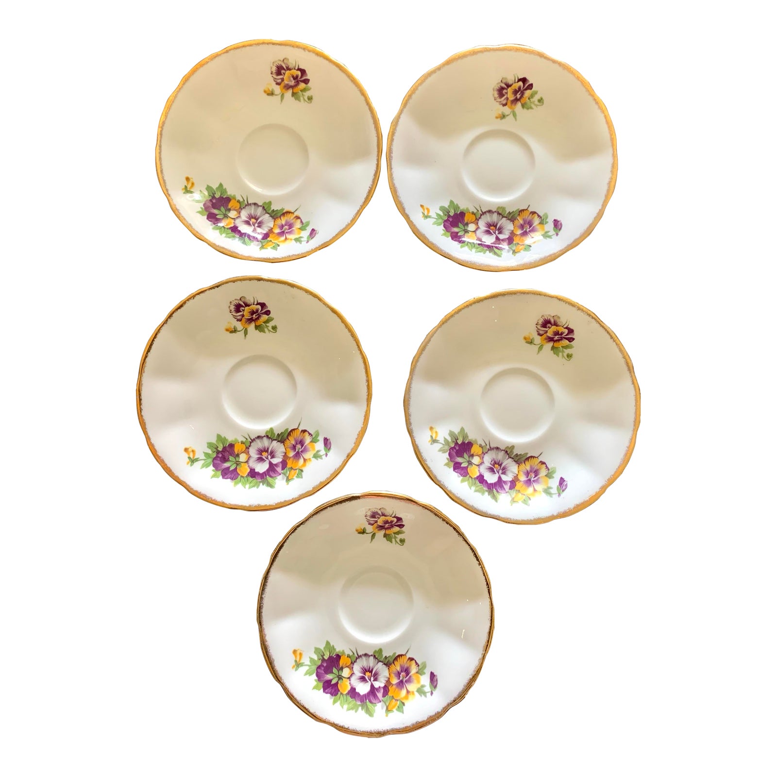 Vintage Jason Bone China Saucers, Made in England- Set of 5 | Chairish
