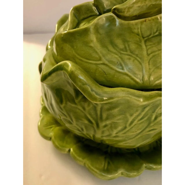 Majolica Lidded Cabbage Tureen With Plate by Holland Mold | Chairish