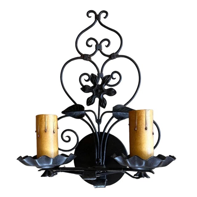 Botanical Inspired Iron Wall Sconces, 1920 - Set of 3 | Chairish