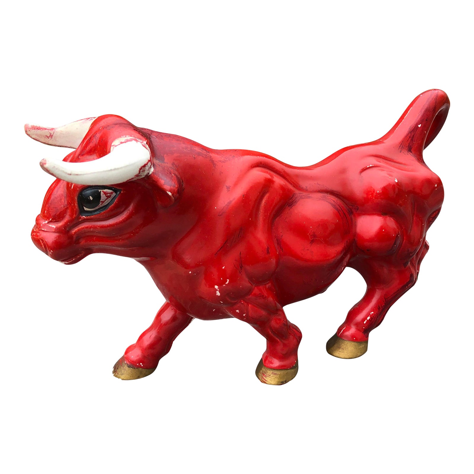 Mid Century Ceramic Bull Figurine | Chairish