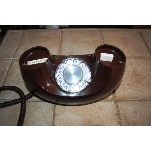 Mid 20th Century Brown Rotary Donut Telephone Phone | Chairish