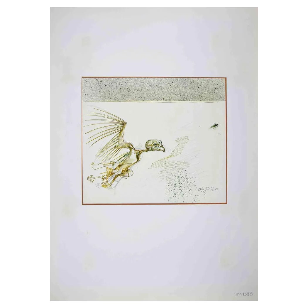 Leo Guida, Monster Bird, Ink & Watercolor, 1972 | Chairish