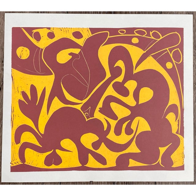 Pablo Picasso Vintage Bullfight Matador La Pique Red and Yellow | Chairish