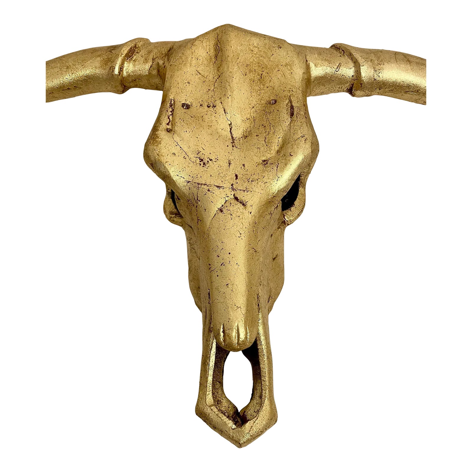 Large Gilt Metal Longhorn Wall Sculpture | Chairish
