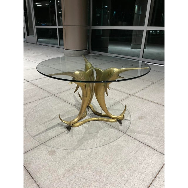 Midcentury Brass Marlin Base Nautical Coffee Table | Chairish