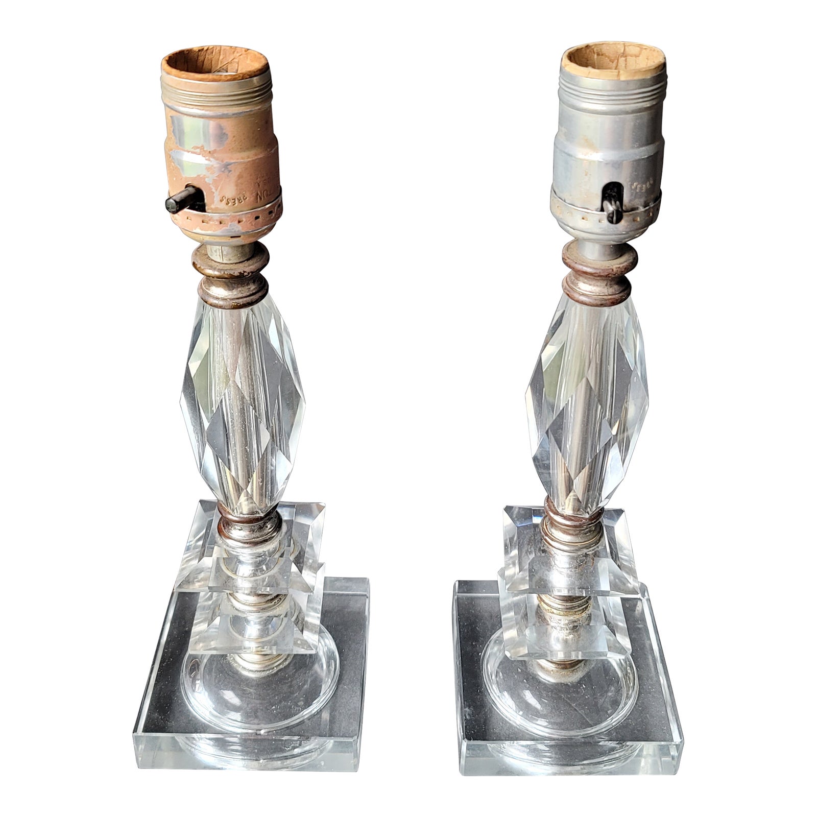 Vintage Small Acrylic Lucite Table Lamps Set of 2 | Chairish