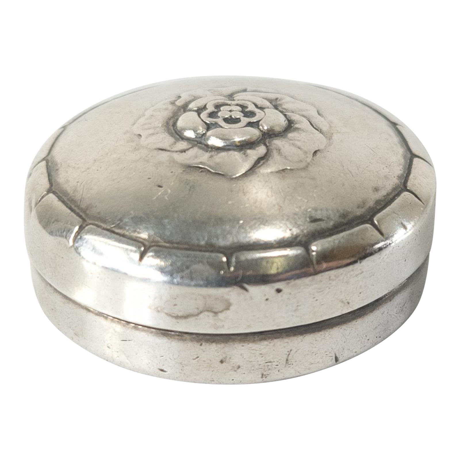 Mid 20th Century Danish Sterling Silver Pill Box by Georg Jensen | Chairish