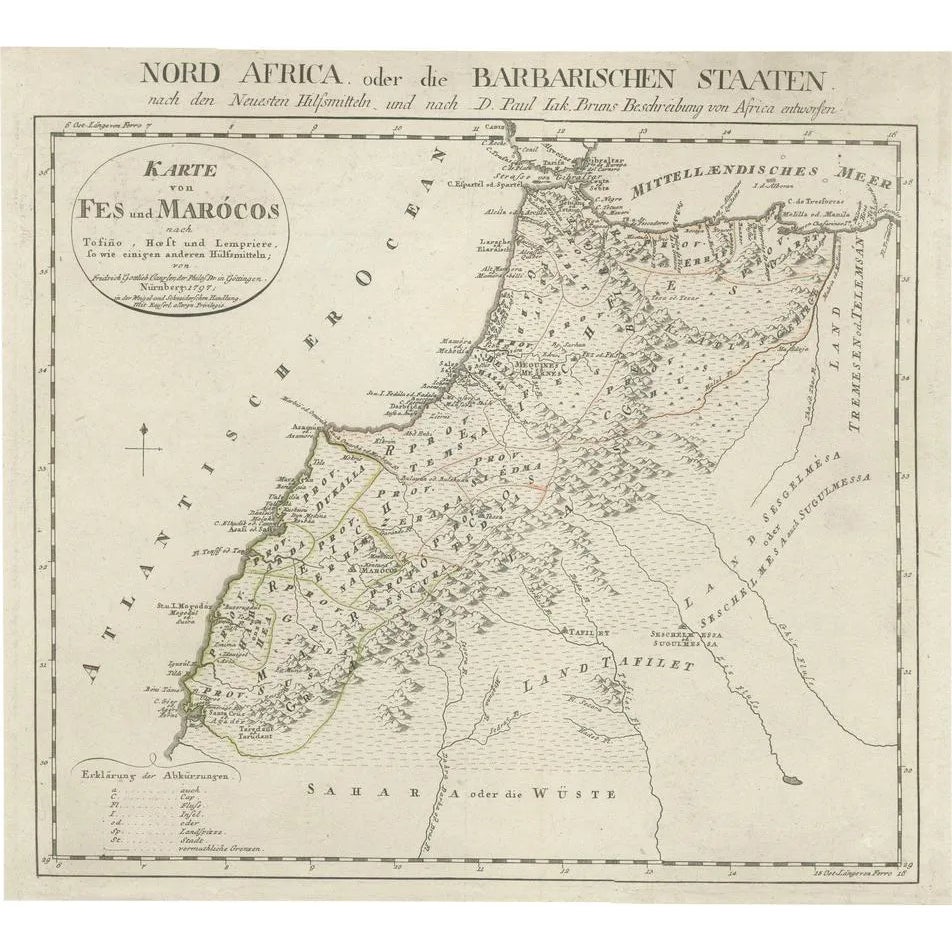 Antique Map of Fez and Morocco, 1799 | Chairish