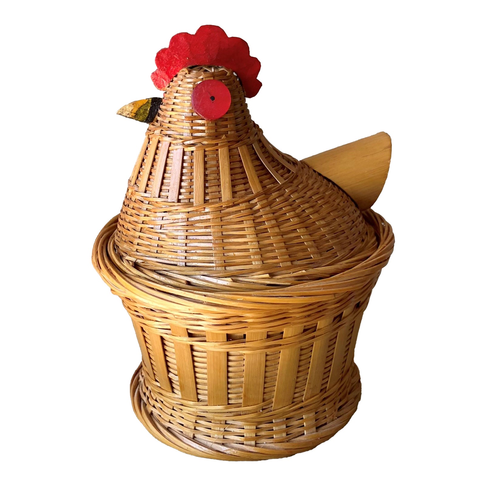 Whimsical Circa 1970 Lacquered Rattan & Bamboo Diminutive Chicken ...