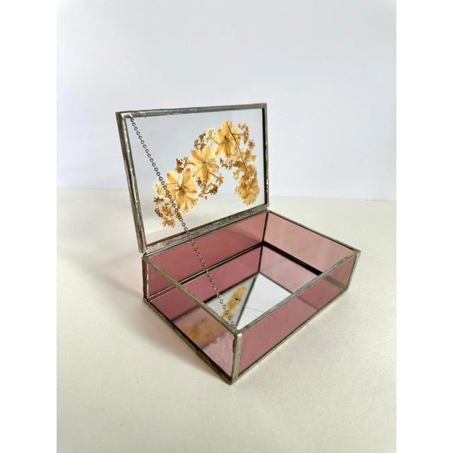 Vintage Handcrafted Stained Glass Keepsake Box With Pressed Flowers ...