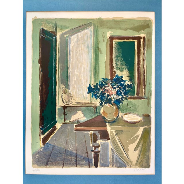 Modernist Josef Floch (1895-1977) "Studio With Flowers 1958)", Signed and Numbered | Chairish