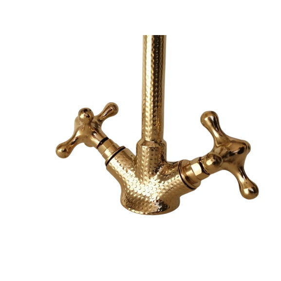 Contemporary Solid Brass Gooseneck Bathroom Faucet | Chairish