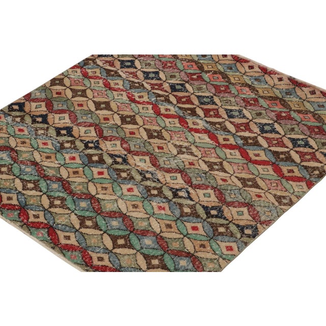 Vintage Zeki Muren Square Rug in Polychromatic Geometric Pattern by Rug ...