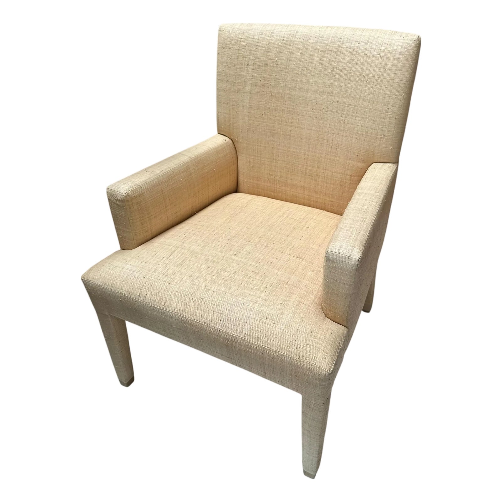 Modern J. Robert Scott Raffia Arm Chair | Chairish
