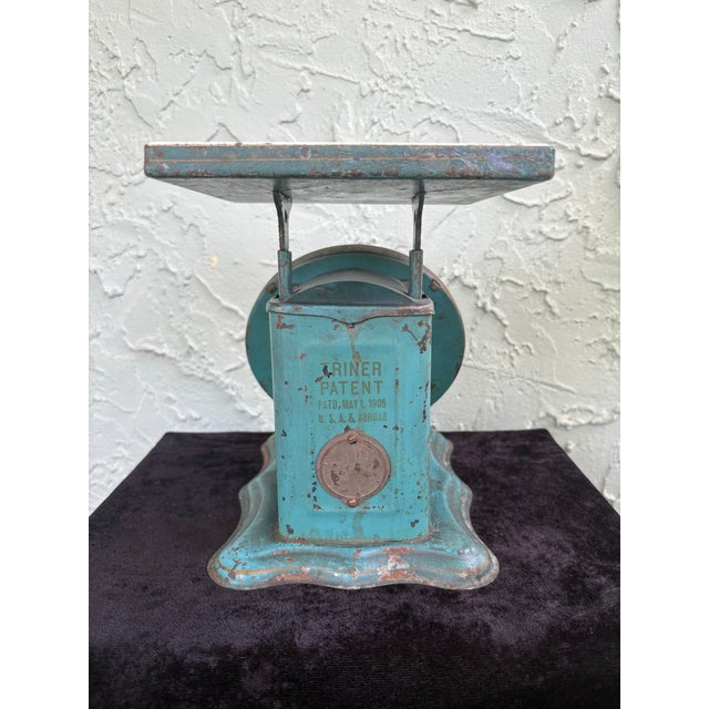 Antique 1906 Triner “Perfection” Family Kitchen Scale in Original Aqua ...