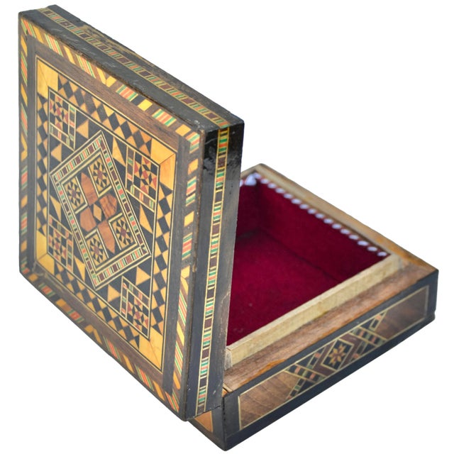 Vintage Syrian Colorful Damascene-Inlaid Art Box | Chairish