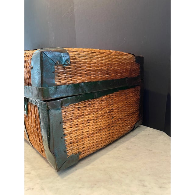 Vintage Woven Rattan Trunk/Suitcase | Chairish