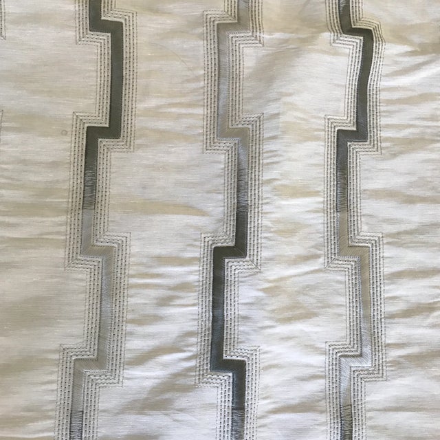 Beacon Hill Silk and Linen “hashi Fret” Embroidered Fabric | Chairish