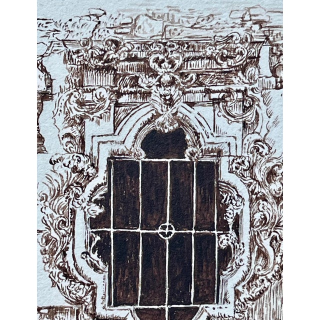 Antique Original Pen and Ink Drawing of a Old Window San Jose 19th ...