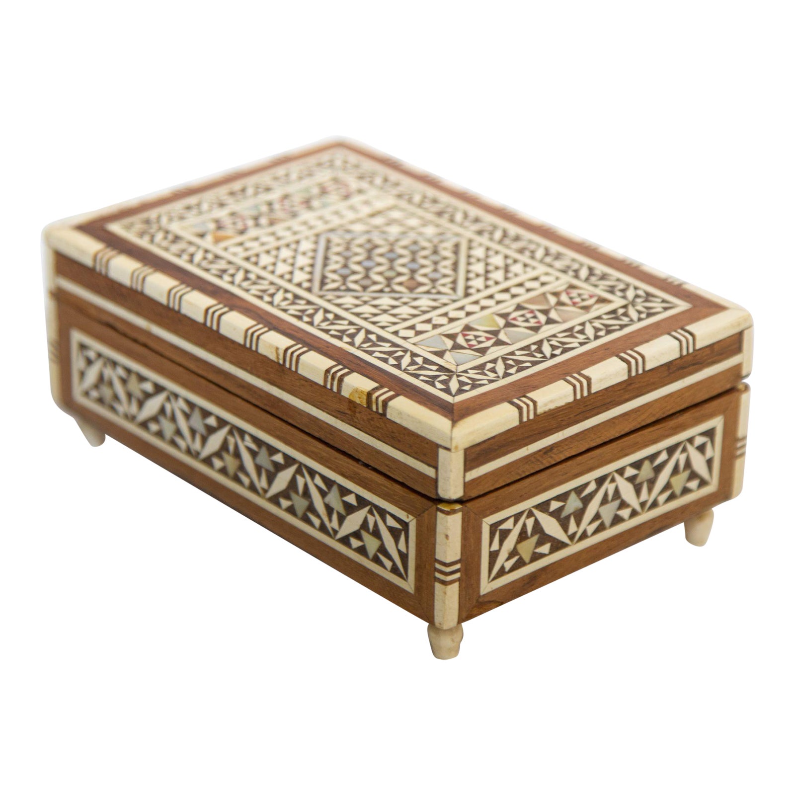 Vintage Spanish Inlaid Marquetry Decorative Music Box Inlaid With White ...