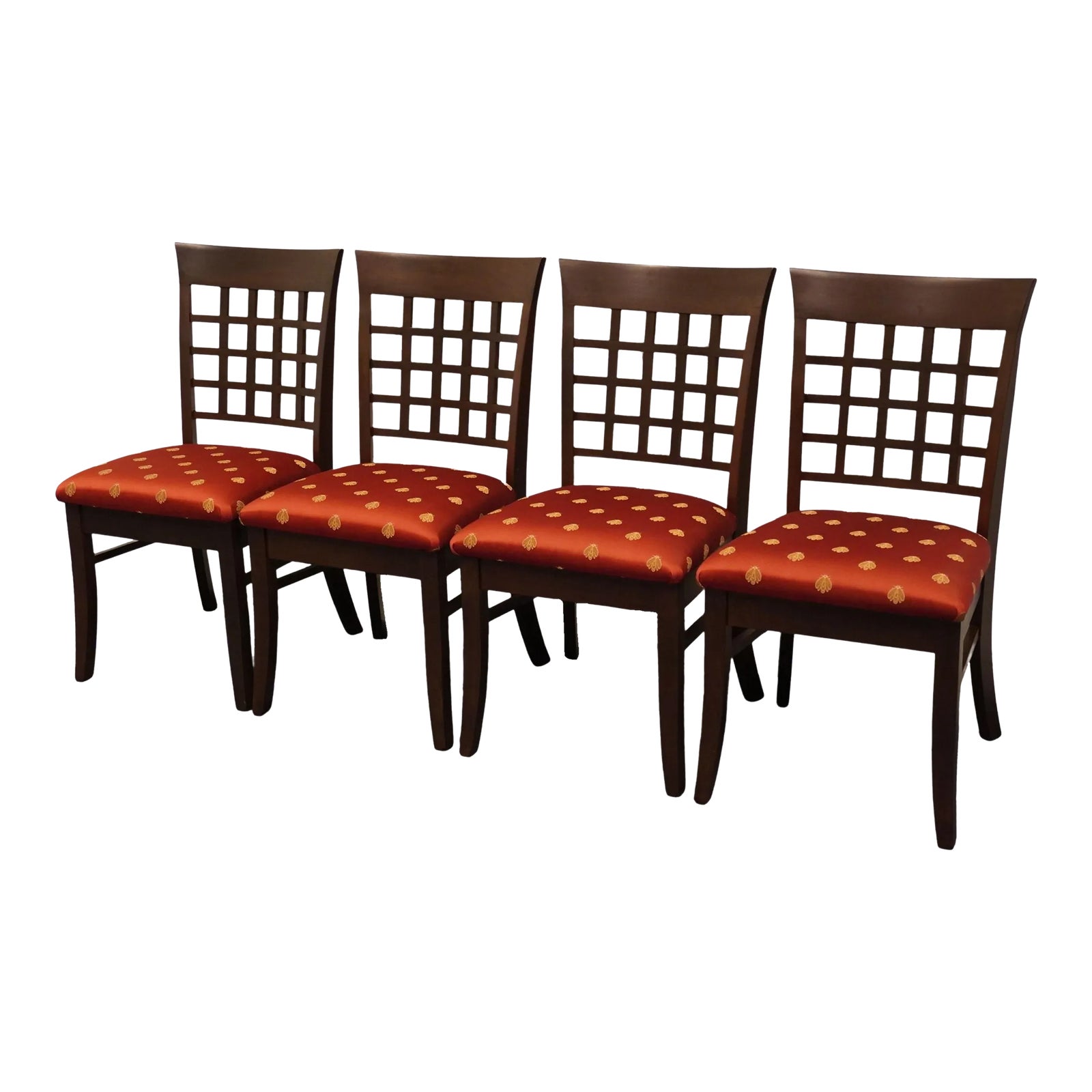 Set of 4 High End Asian Inspired Contemporary Modern Window Pane Back ...