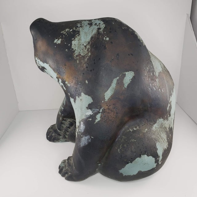 Mid 20th Century Vintage Tony Evans Ceramic Sculpture Bear Raku Pottery ...
