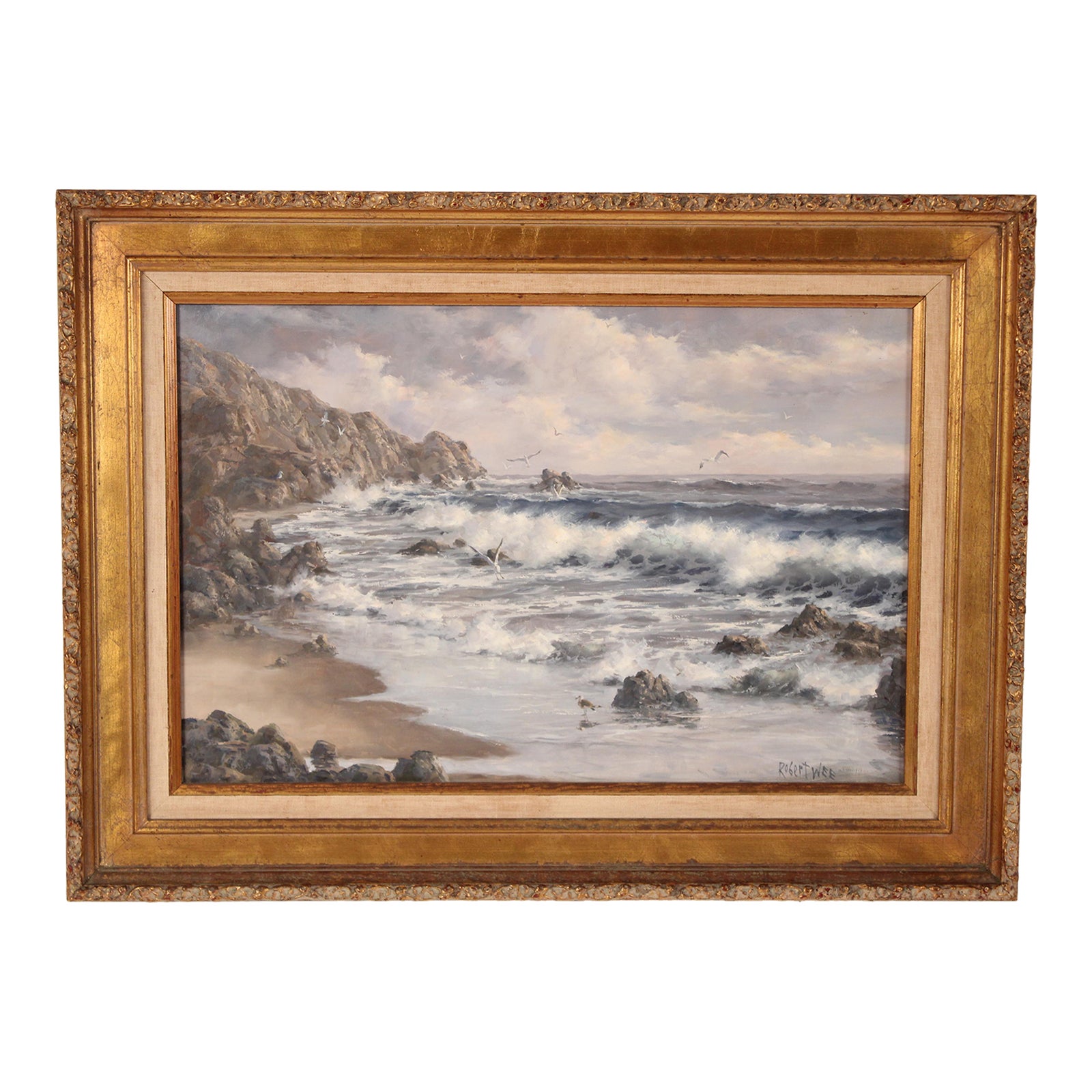 Rocky Coastal Seascape Painting by Robert Wee (Born 1927) | Chairish